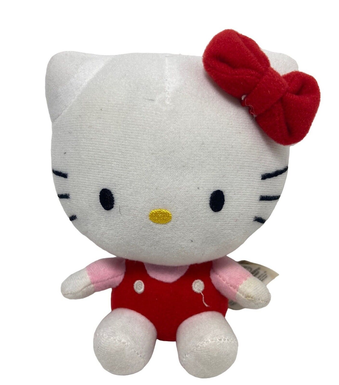 Vintage Plush Sanrio Hello Kitty Nylon Puffalump Red Overalls Pink ...