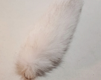 15 to 17 White Arctic Fox Tail Real Fur Totem Keychain Key Ring ...