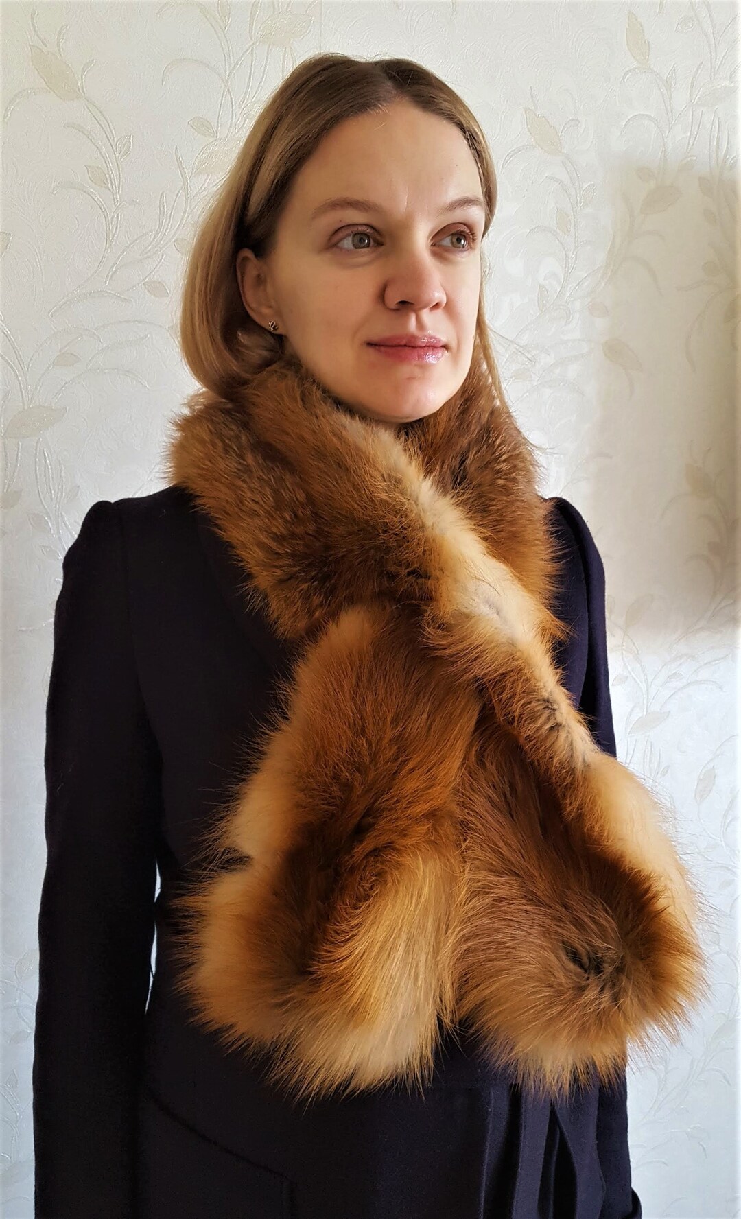 Large Gold Fox Fur Scarf, Gold Fox Fur Collar - Etsy