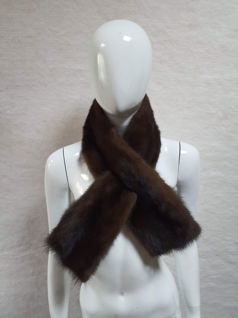 Real Mink Fur Scarf in Brown Color | Etsy
