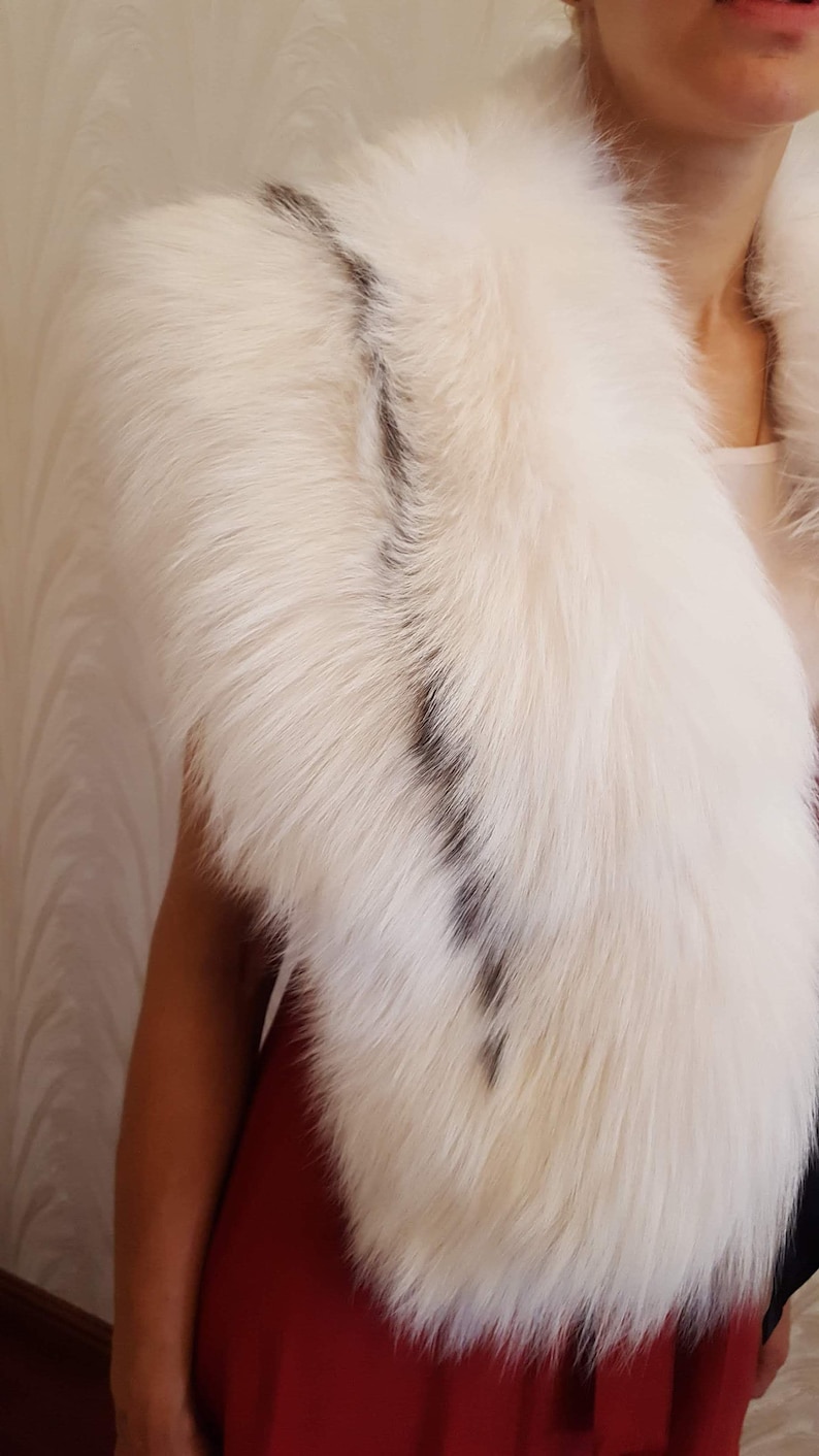Large White Fox Fur Collar White Fox Fur Shawl 50 | Etsy