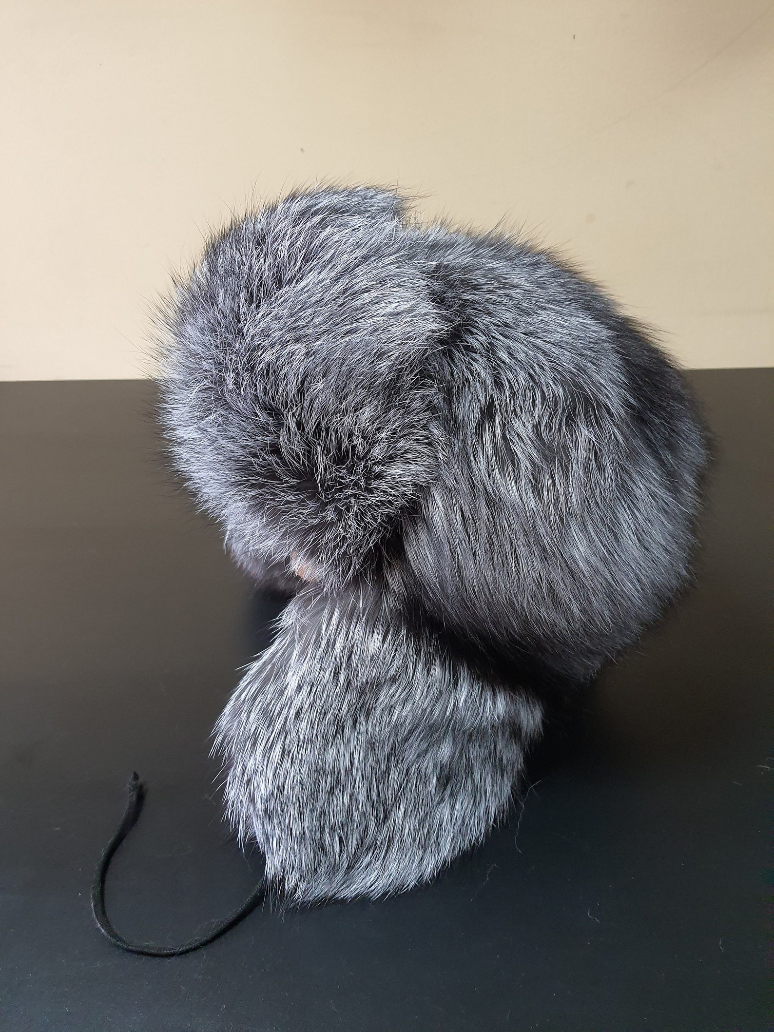 Silver Fox Fur Hat Aviator Winter Hat Silver Fox Fur Trapper | Etsy