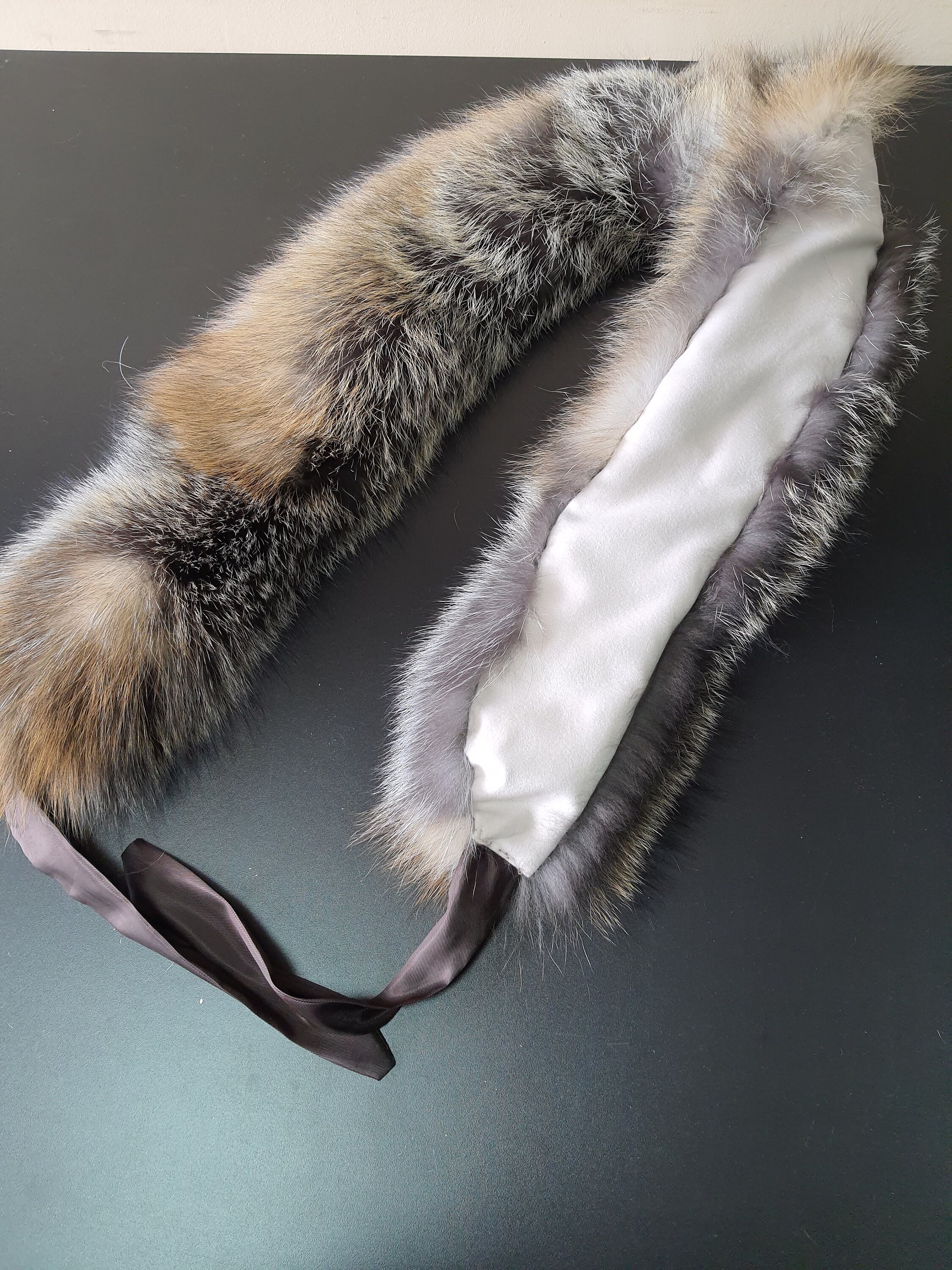 Large Gold Cross Fox Fur Collar Winter Fur Collar Yellow Fox - Etsy