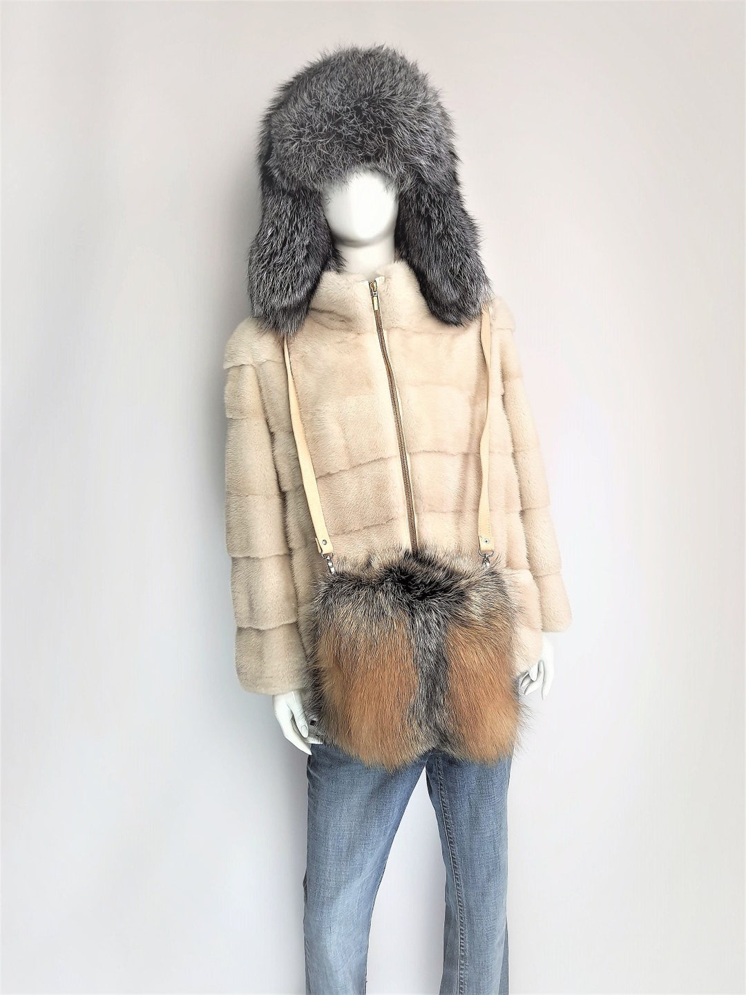Gold Cross Fox Fur Muff, Muff, Fur Muff, Real Fur Muff, Fur Coupling ...