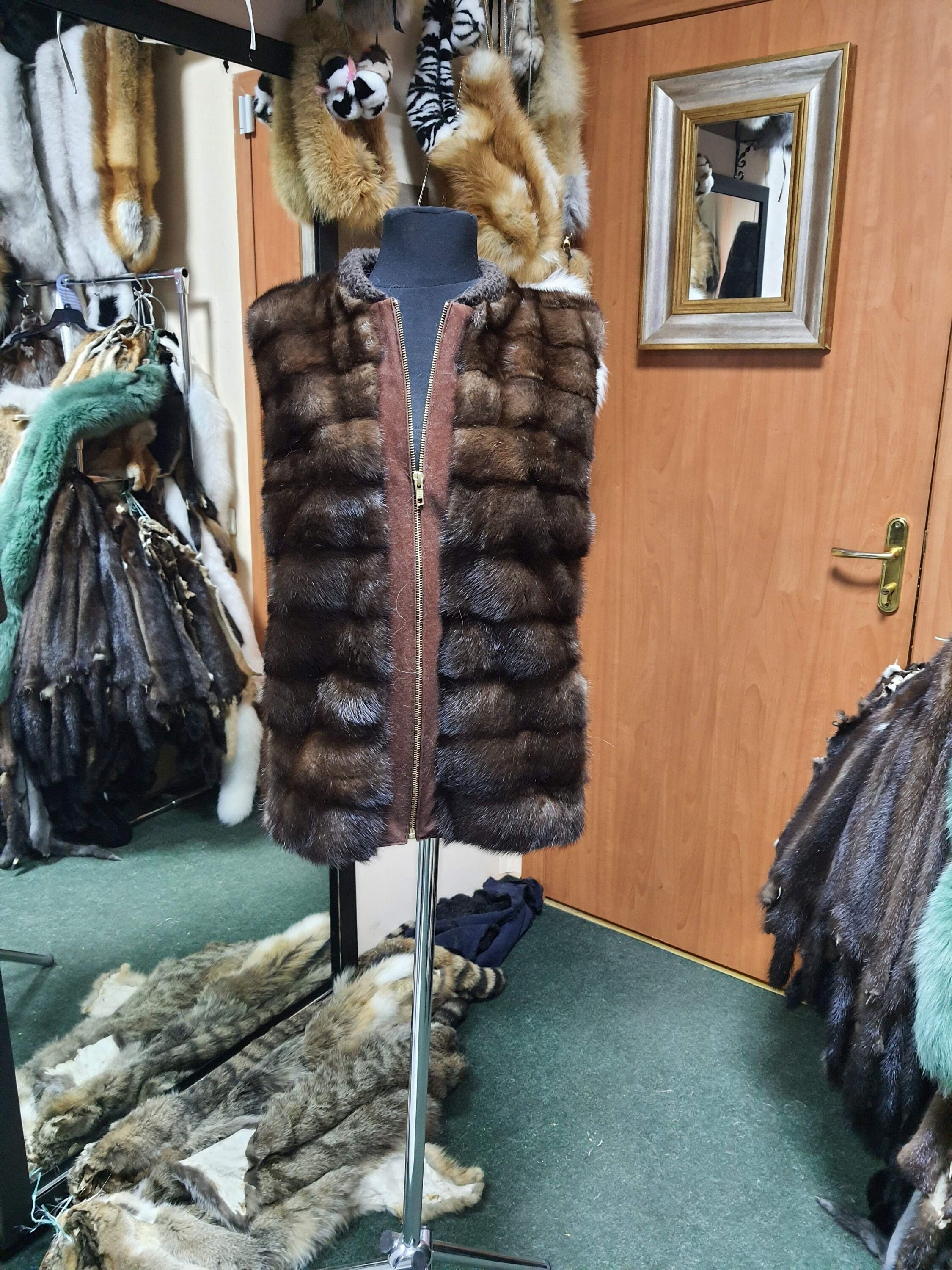 NEW Brown Real Mink Fur Vest With Wool Fabric on the Back - Etsy