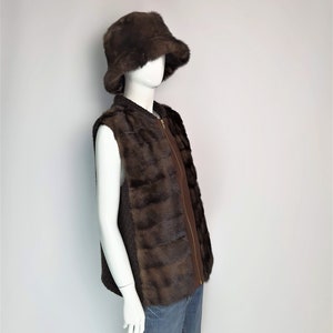 NEW Brown Real Mink Fur Vest With Wool Fabric on the Back - Etsy