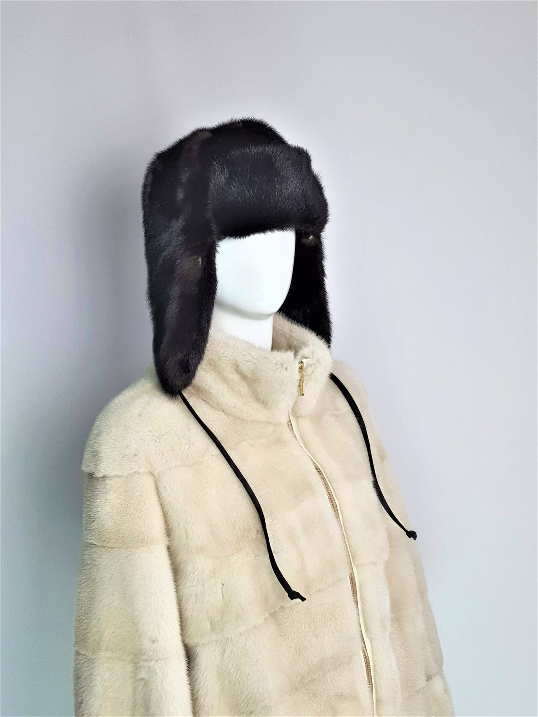Ushanka Fur Hat Made From Mink Fur, Aviator Winter Hat, Mink Fur ...