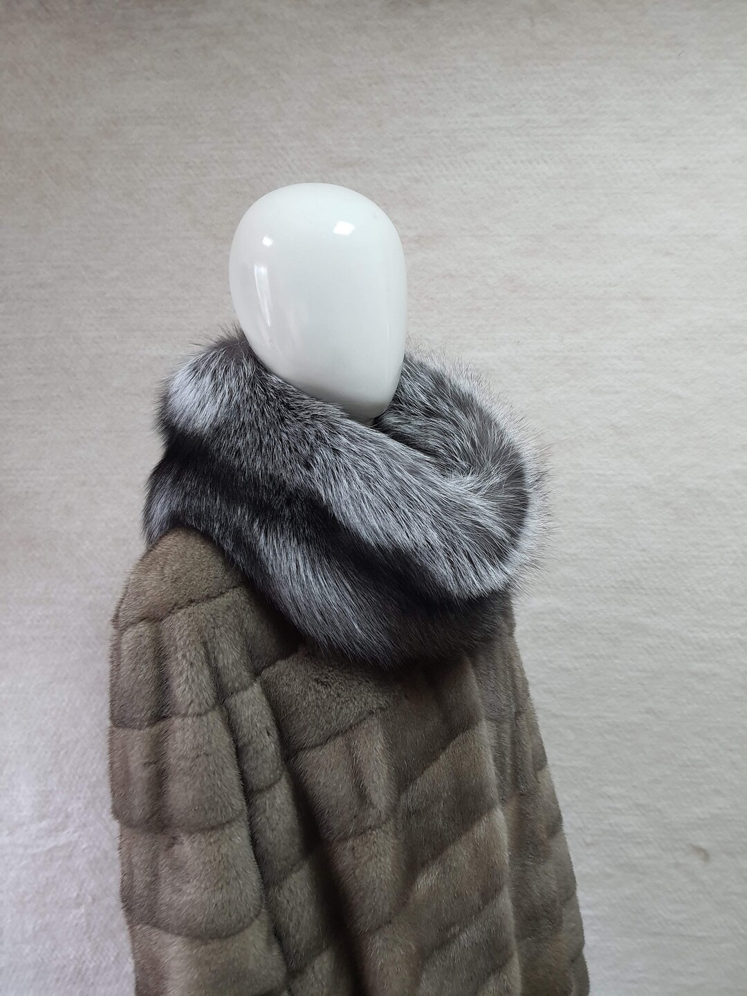 Large Silver Fox Fur Collar, Winter Fur Collar, Silver Fox Collar, Fox Fur, Woman Collar, Fox ...