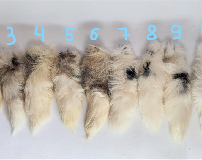 Large White Marble Fox Tail Keychain With Gold Ring White Fox - Etsy