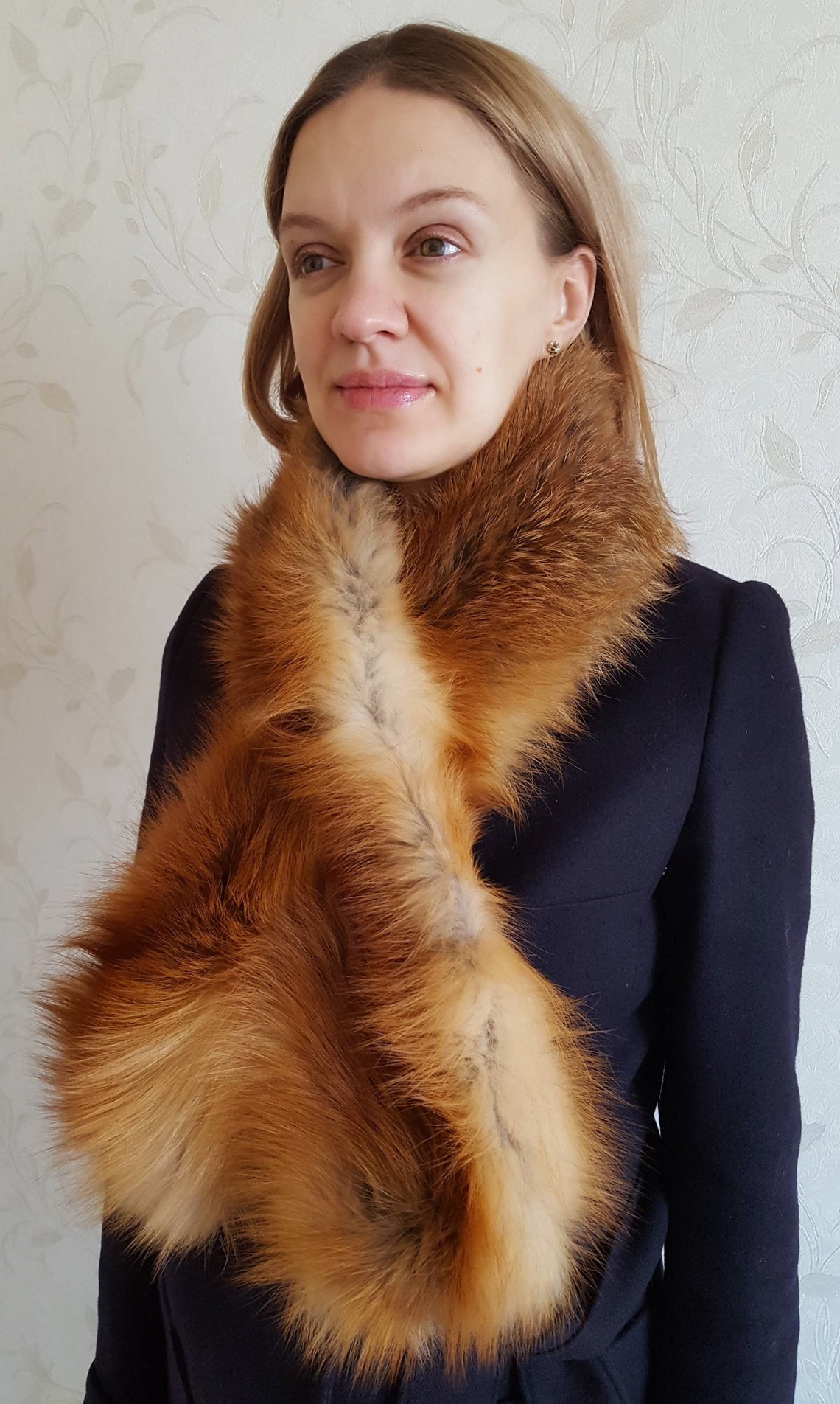 Large Gold Fox Fur Scarf Gold Fox Fur Collar - Etsy