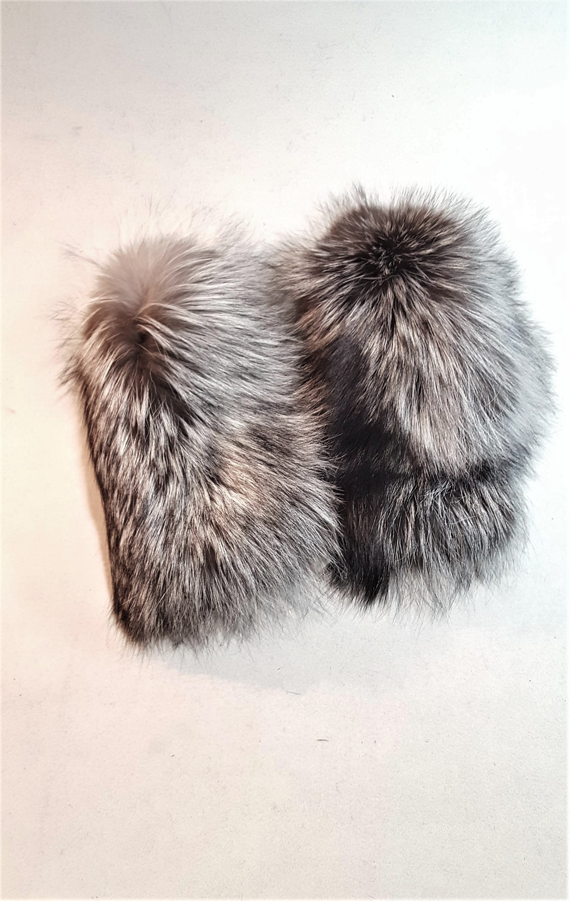 Handmade Silver Fox Fur Mittens With Cashmere and Fleece - Etsy