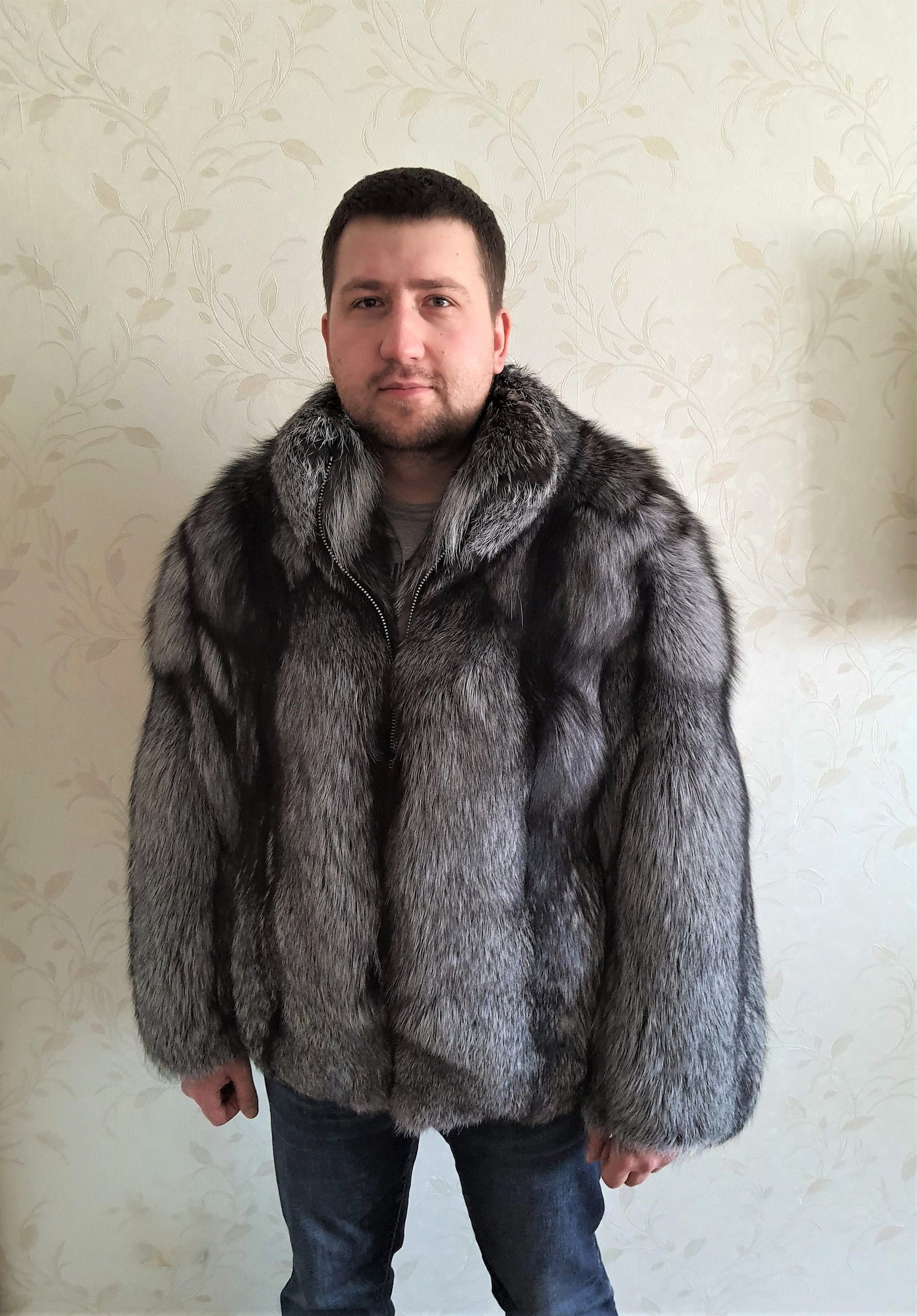 Mens Silver Fox Fur Coat Real Mens Fox Coat Fox Fur Coat - Etsy