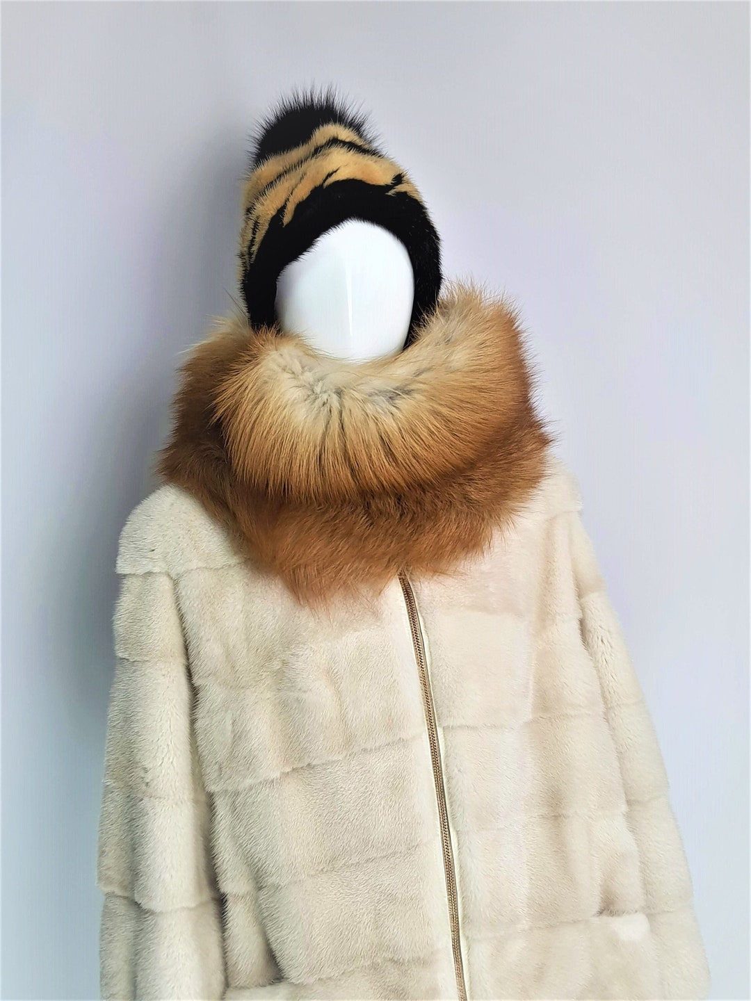 Real Fur Snood for Women, Fox Fur Snood, Fur Cowl, Fox Fur Collar, Gold ...