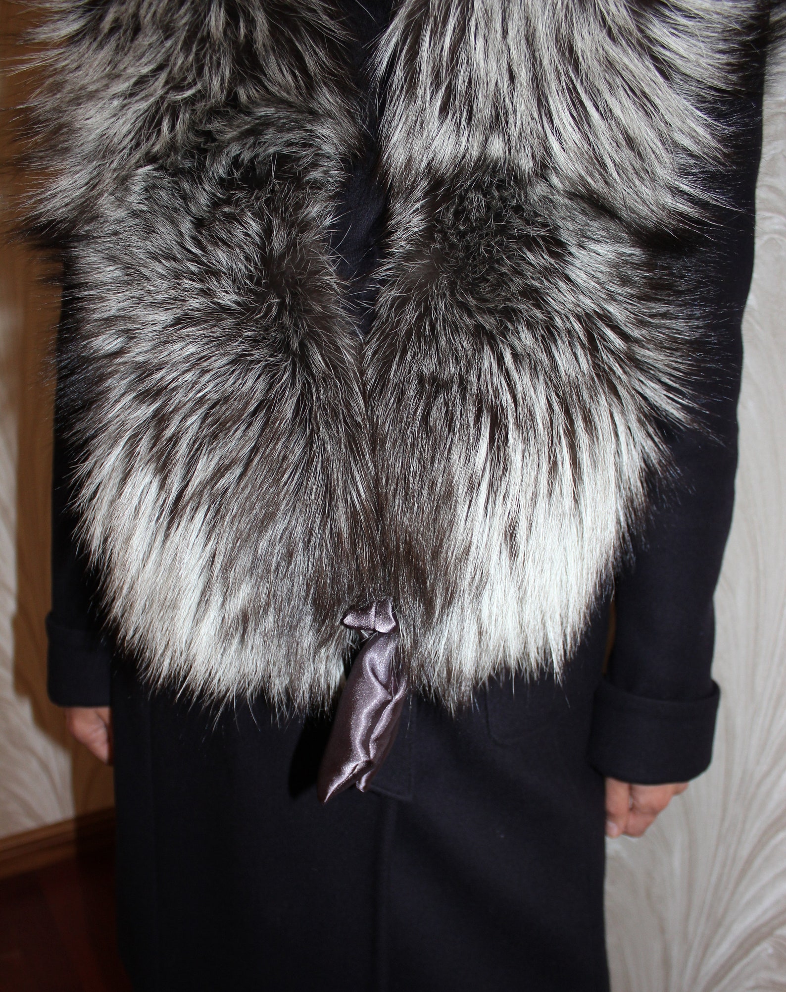 Large Silver Fox Fur Collar Winter Fur Collar Silver Fox | Etsy