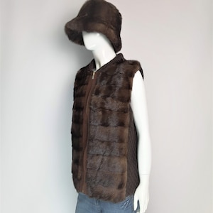 NEW Brown Real Mink Fur Vest With Wool Fabric on the Back - Etsy