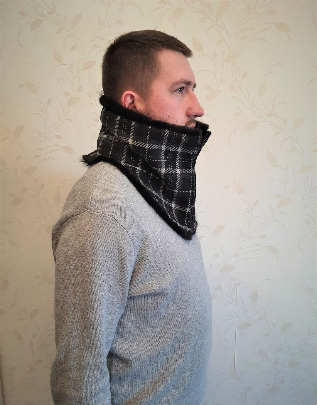 Mens Fur Scsrf in Black Color, Beaver Fur Snood, Fur Cowl, Beaver Fur ...