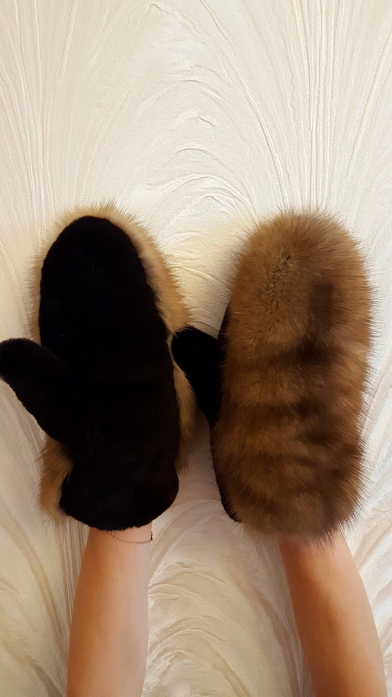 Handmade Winter Real Sable Fur Mittens for Women - Etsy