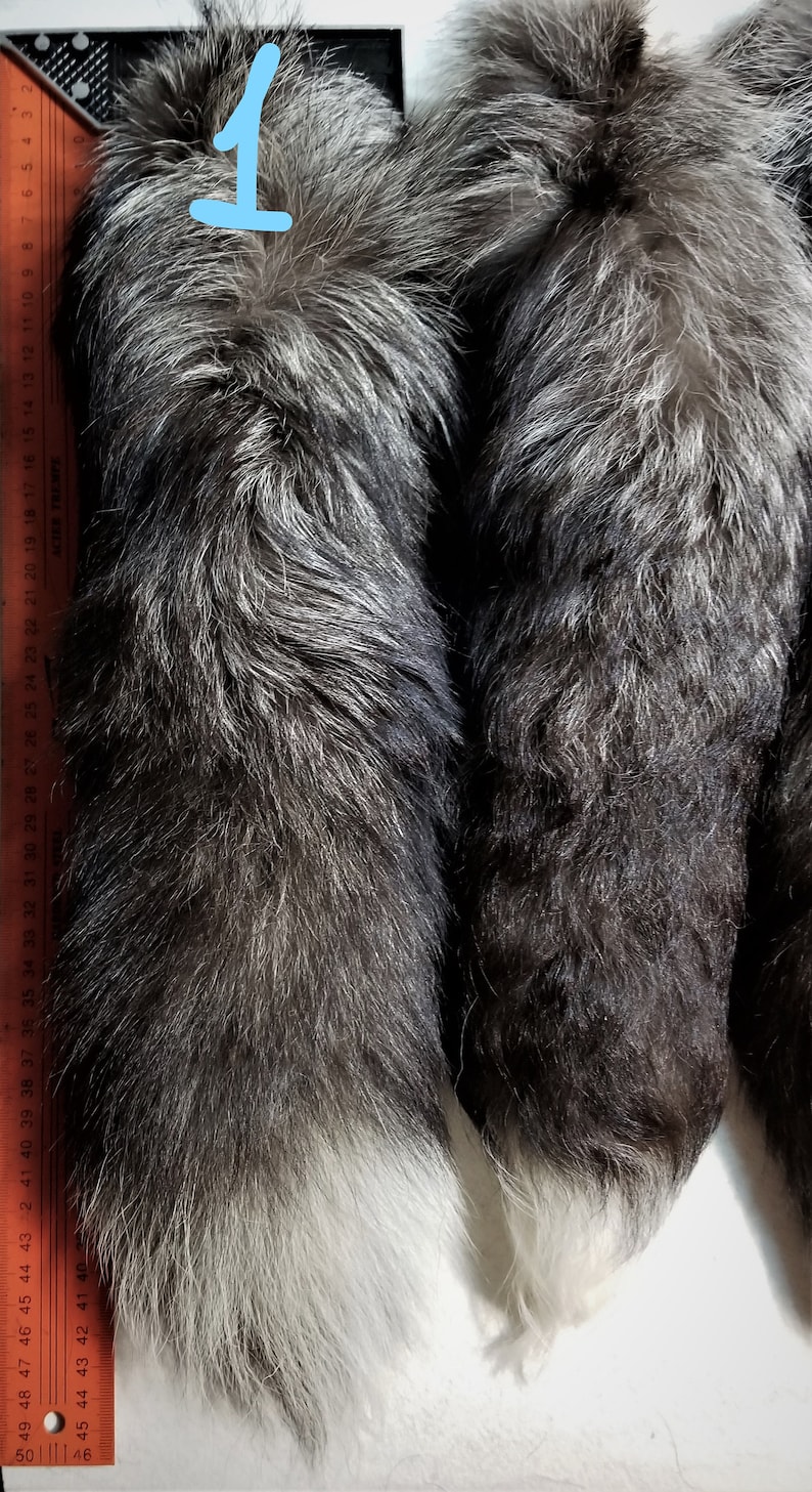 Large Silver Fox tail fox tail silver fox tail fur tail | Etsy