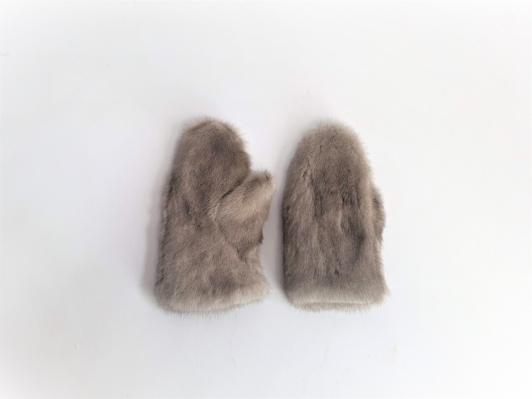 Mink Mittens in Gray Color, Mittens, Luxury Gift, Mink Gloves, Gloves ...