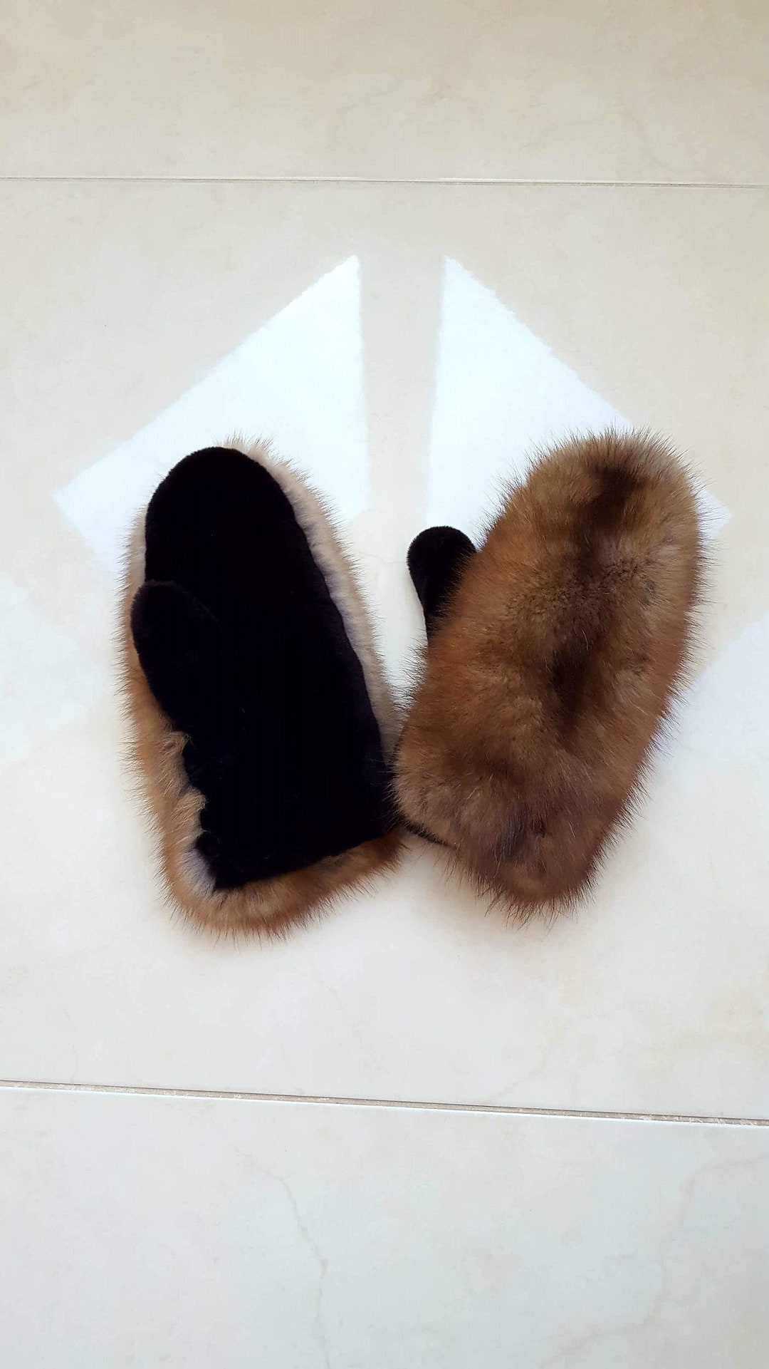 Handmade Winter Real Sable Fur Mittens for Women - Etsy