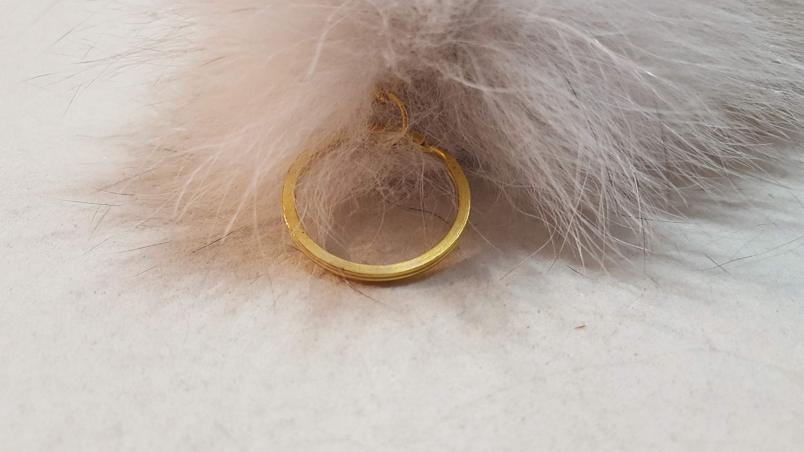 Large White Fox Tail Keychain With Gold Ring - Etsy