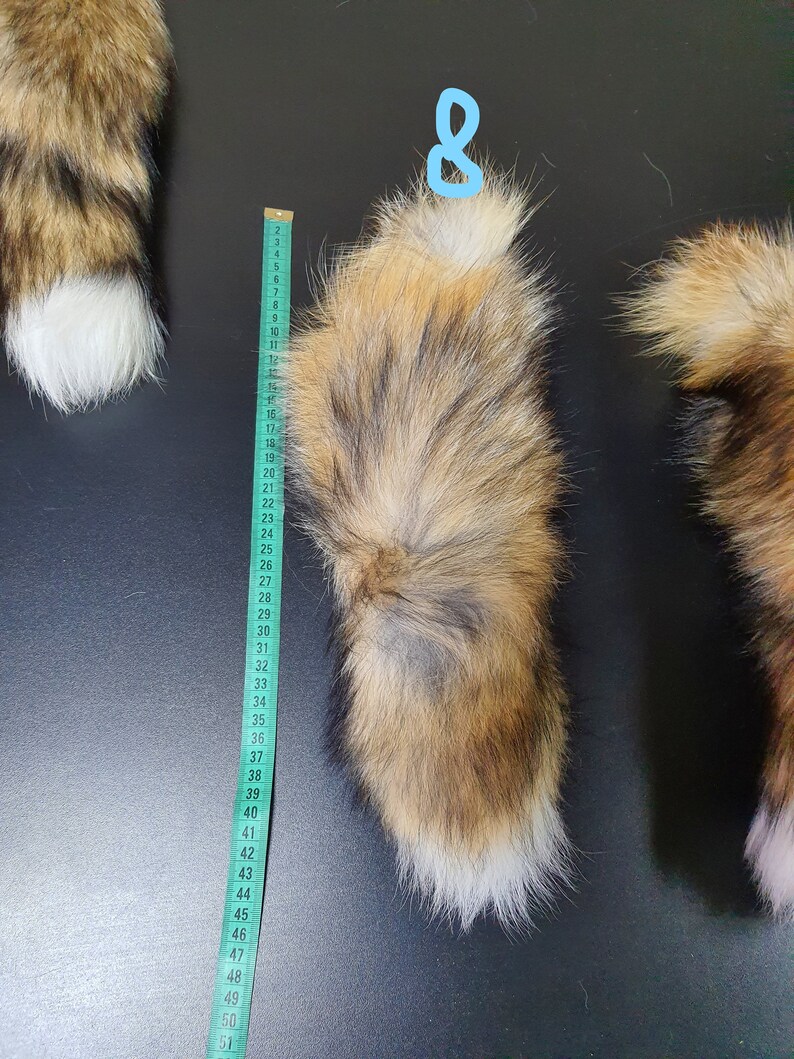 Cross Fox Tail Keychain Real Fur Keychain | Etsy