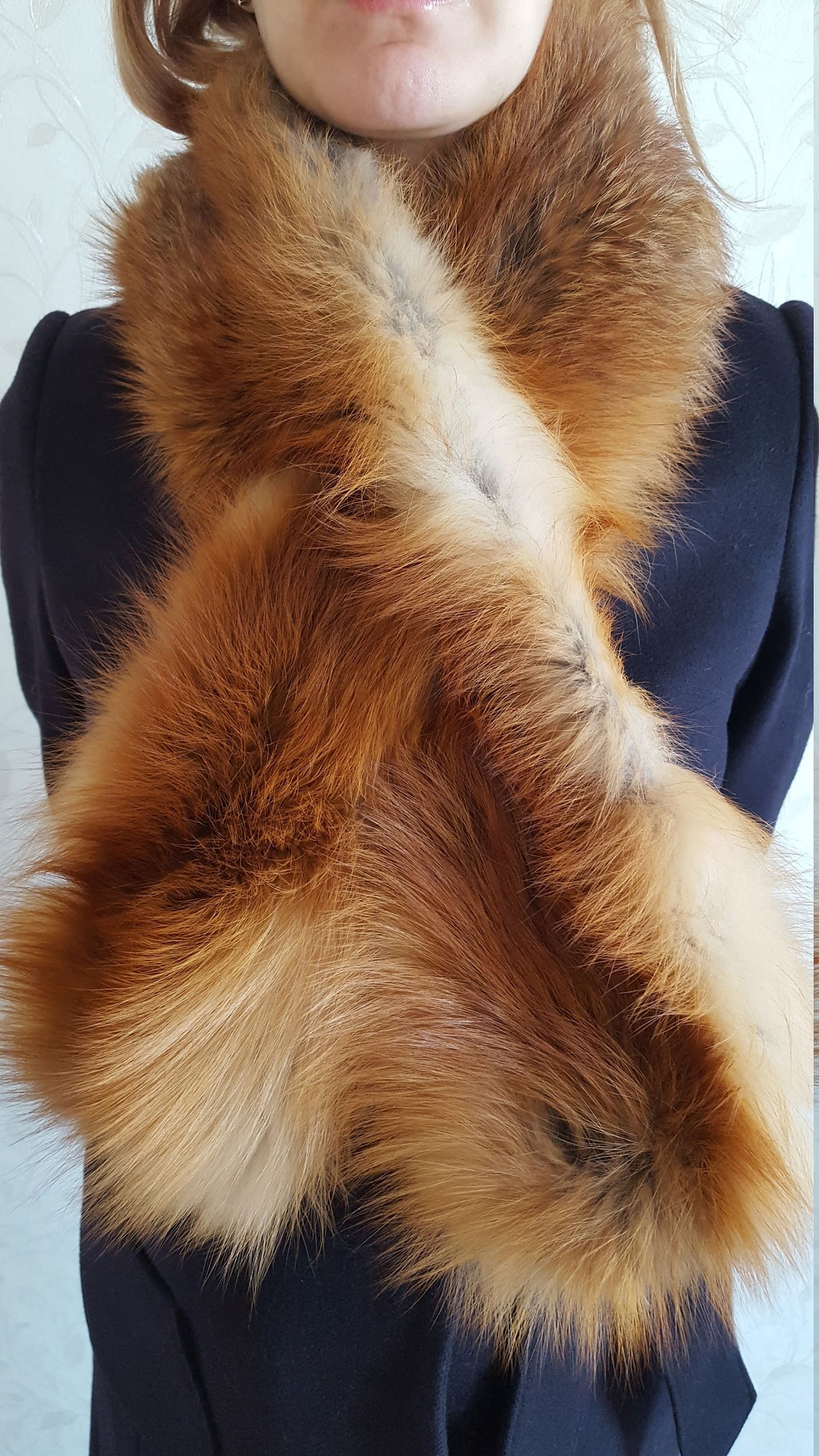Large Gold Fox Fur Scarf Gold Fox Fur Collar - Etsy