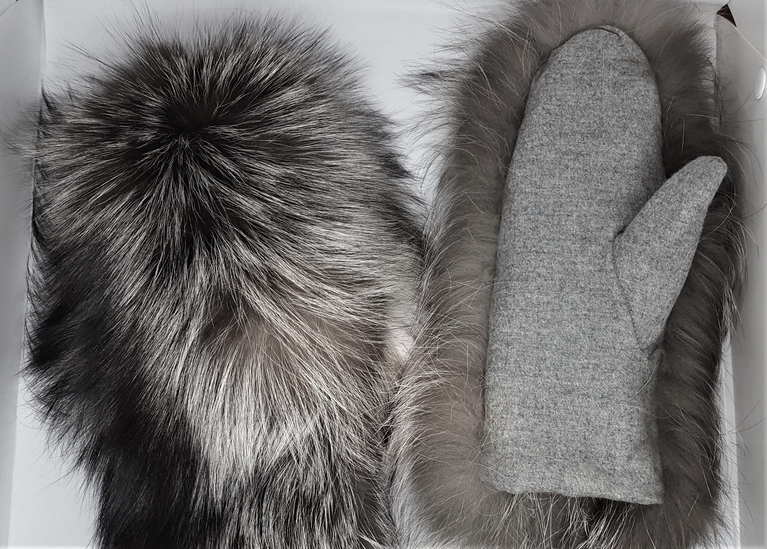 Handmade Silver Fox Fur Mittens With Cashmere and Fleece - Etsy