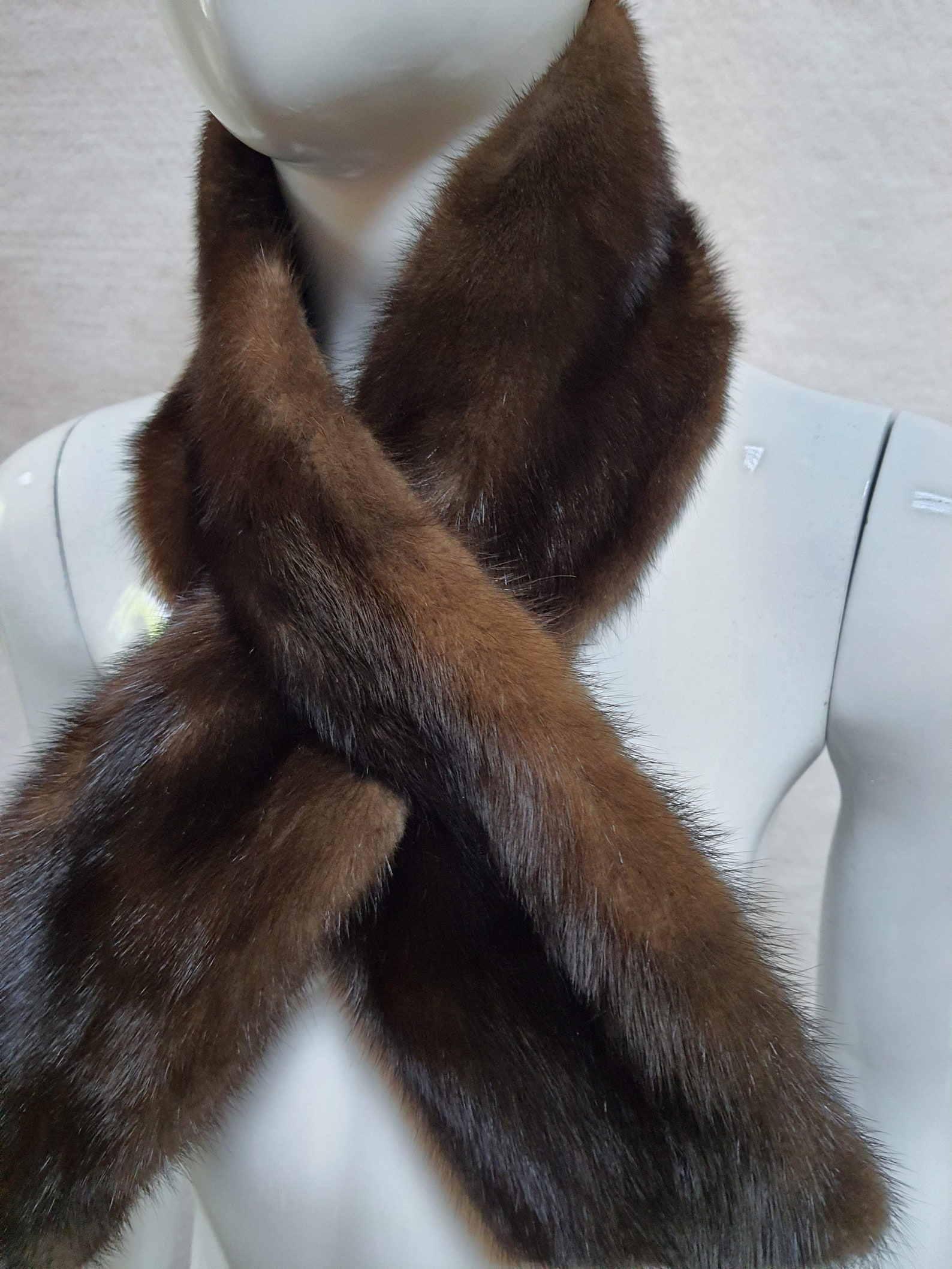 Real mink fur scarf in brown color | Etsy