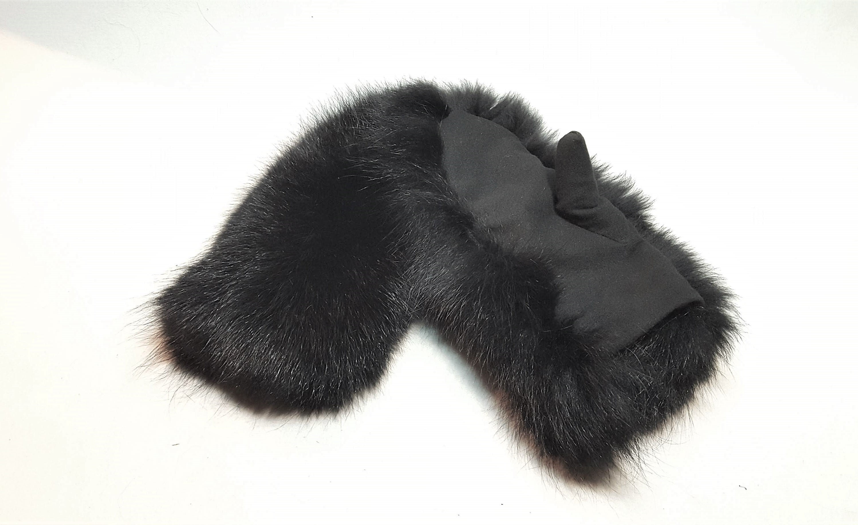 Handmade Black Fox Fur Mittens - Etsy Australia