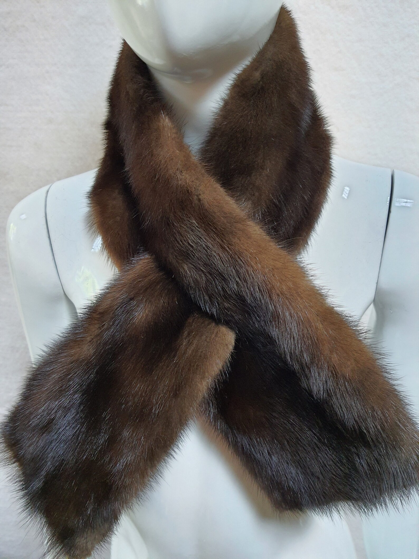Real mink fur scarf in brown color | Etsy