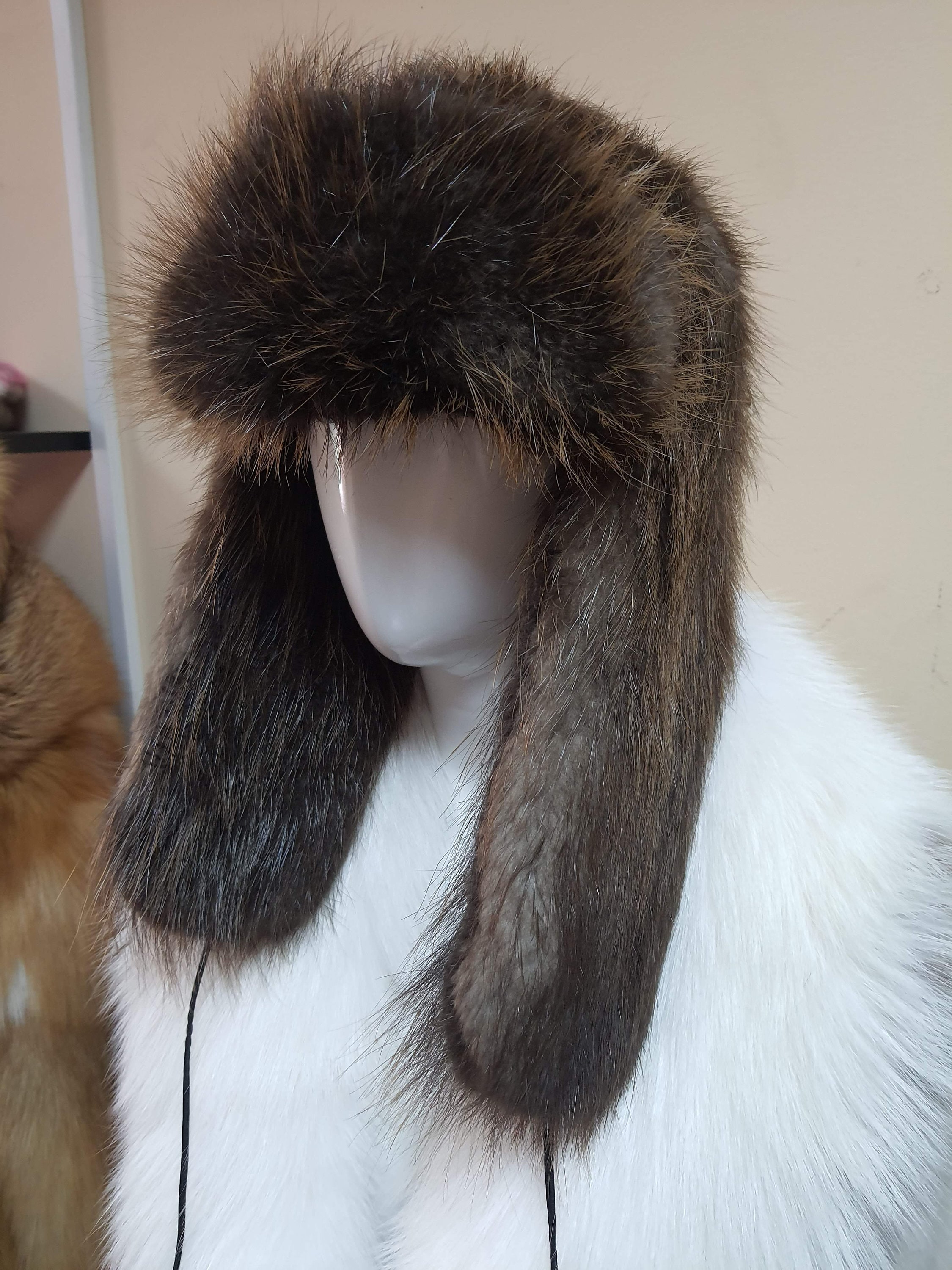 Sombrero de piel ushanka hecho de piel de castor sombrero de | Etsy