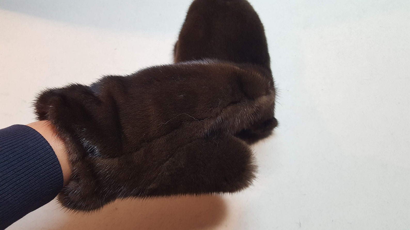 Dark Brown Mink Mittens for Woman - Etsy