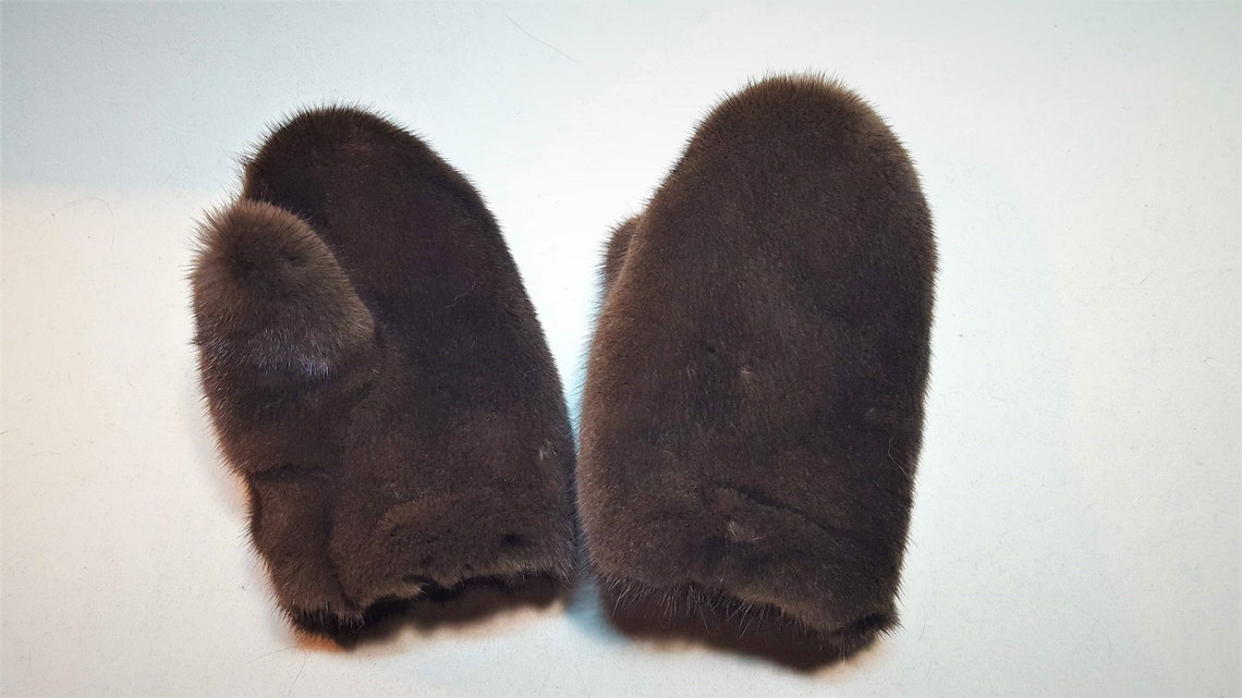 Dark Brown Mink Mittens for Woman - Etsy