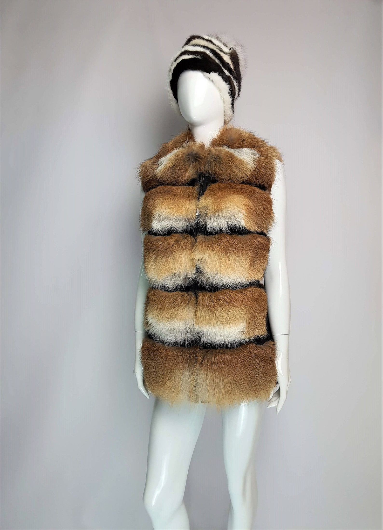 Real Fox Fur Vest Fur Vest Fox Fur Real Fur Red Fur Vest - Etsy