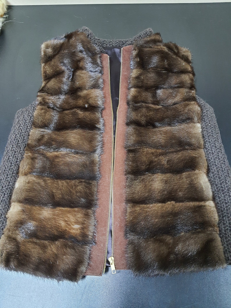 NEW Brown Real Mink Fur Vest With Wool Fabric on the Back - Etsy