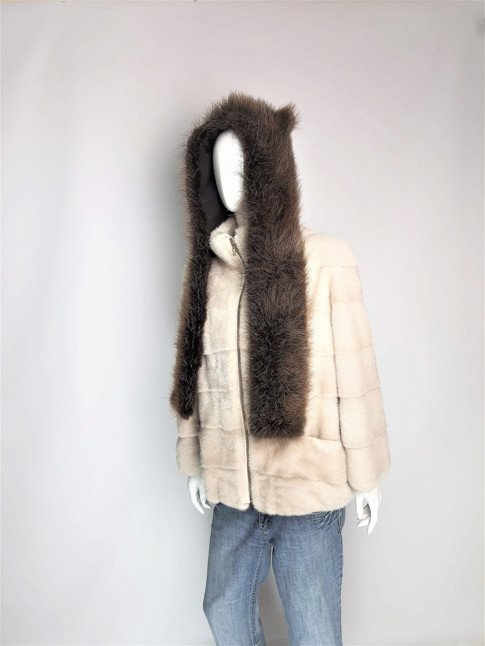 Beaver Fur Hat With Ears , Fur Hood With Ears, Winter Hat Wit Small ...