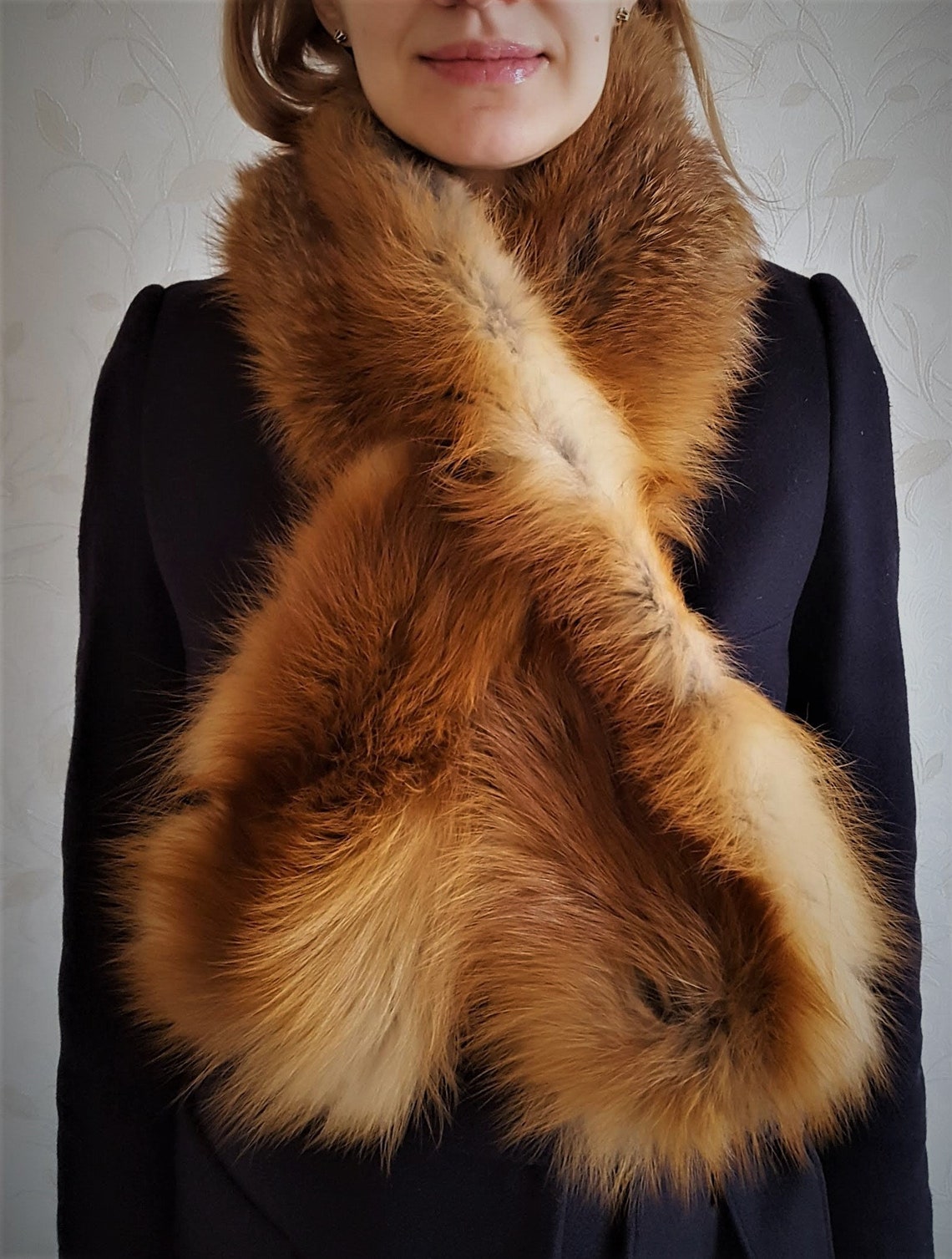 Large Gold Fox Fur Scarf Gold Fox Fur Collar - Etsy