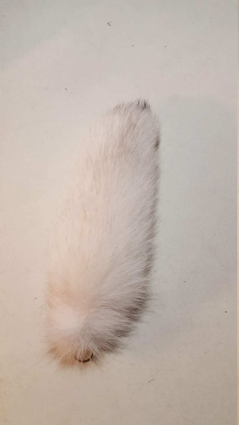 Large White Fox Tail Keychain With Gold Ring | Etsy