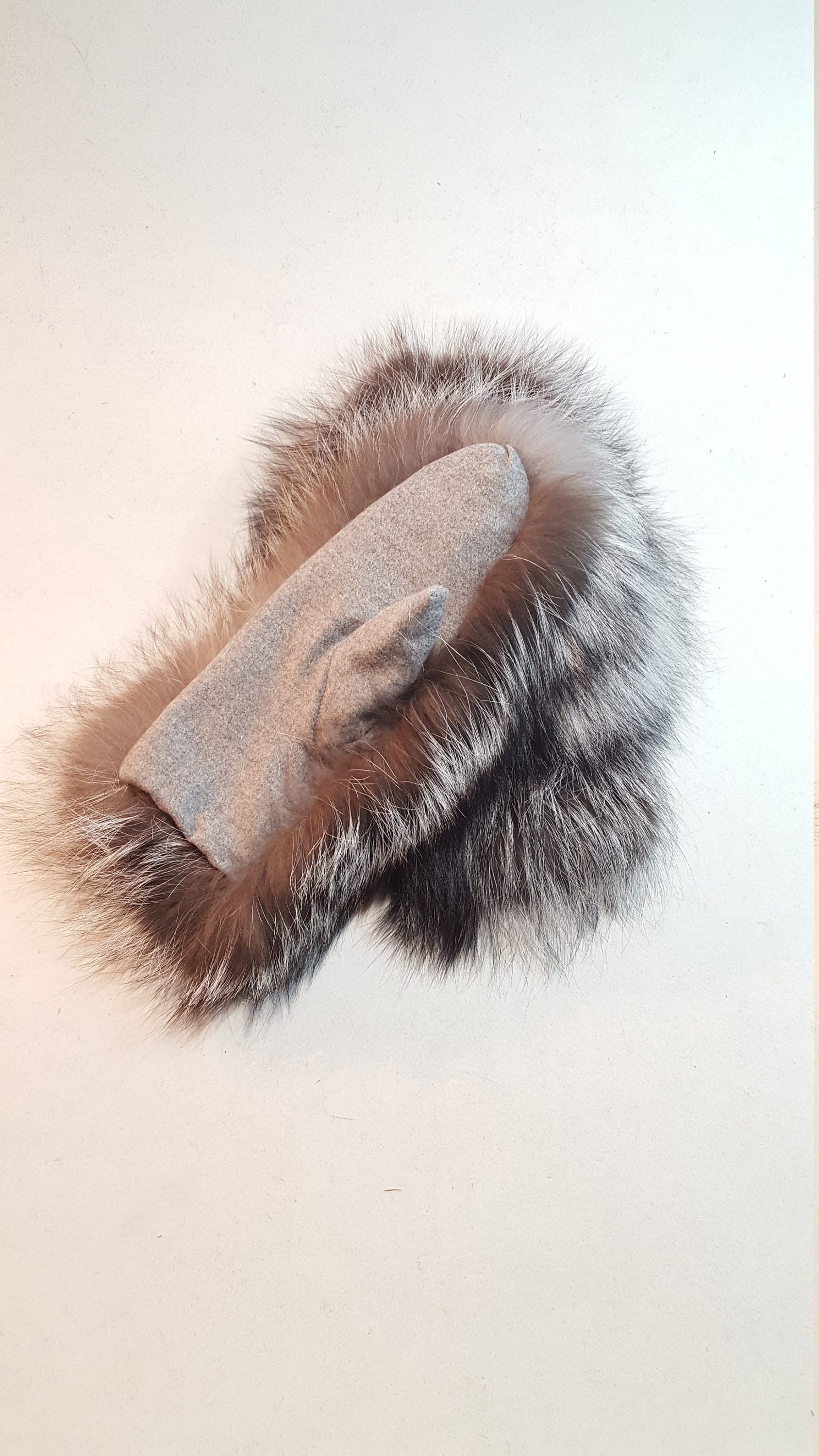 Handmade Silver Fox Fur Mittens With Cashmere and Fleece - Etsy