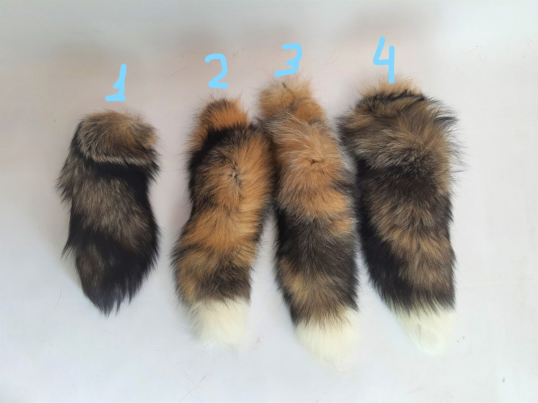 Cross Fox Tail Keychain Real Fur Keychain - Etsy