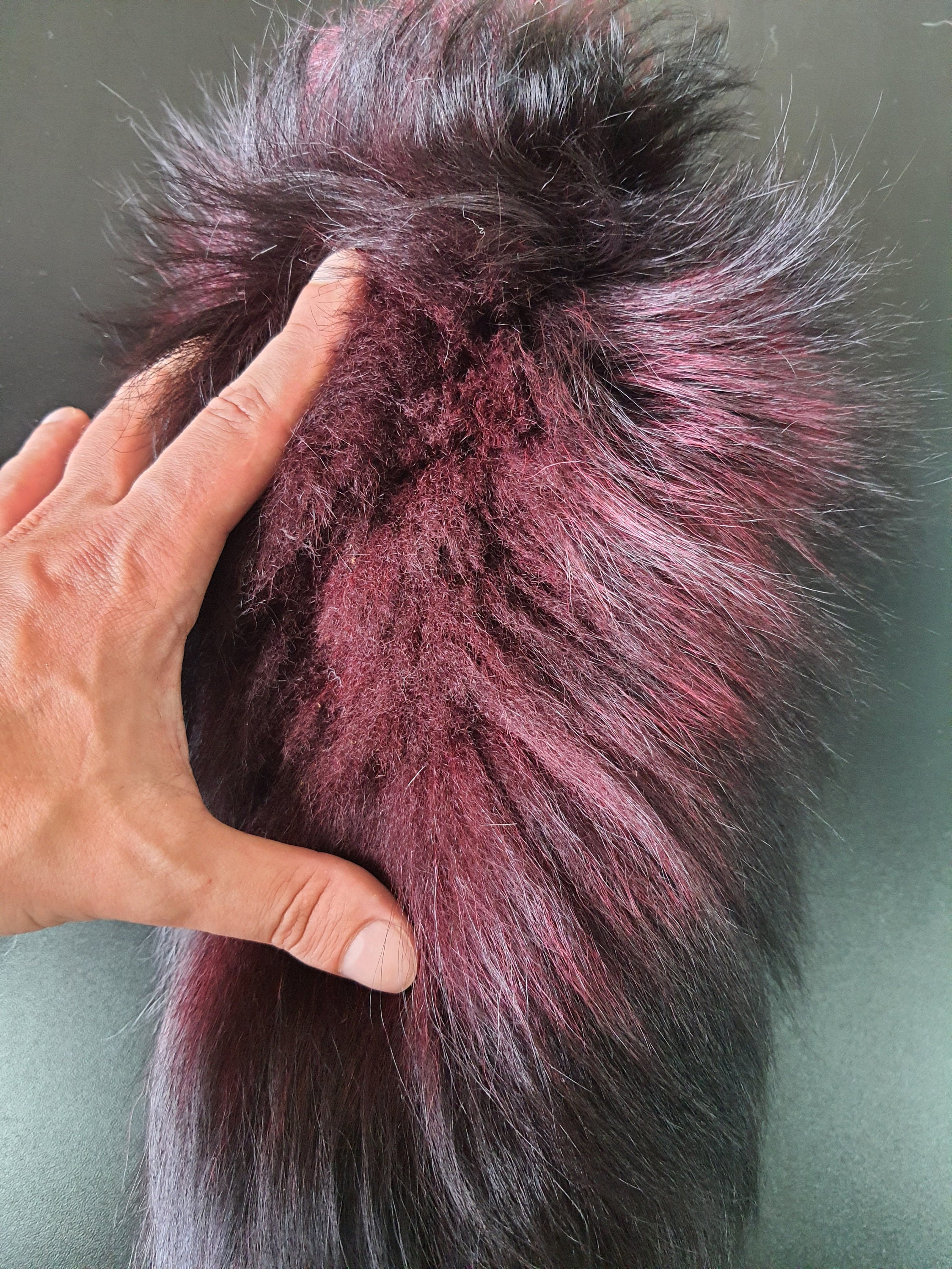 Burgundi and Green Arctic Marble Fox Tail Keychain With Gold - Etsy