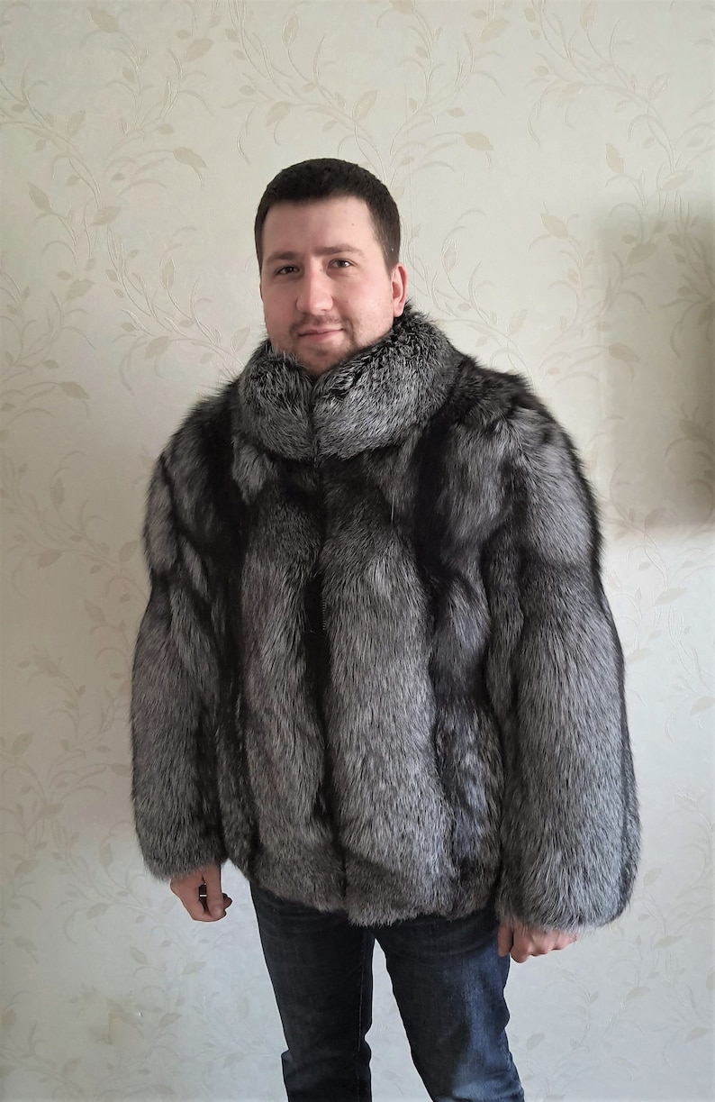 Mens Silver Fox Fur Coat Real Mens Fox Coat Fox Fur Coat - Etsy