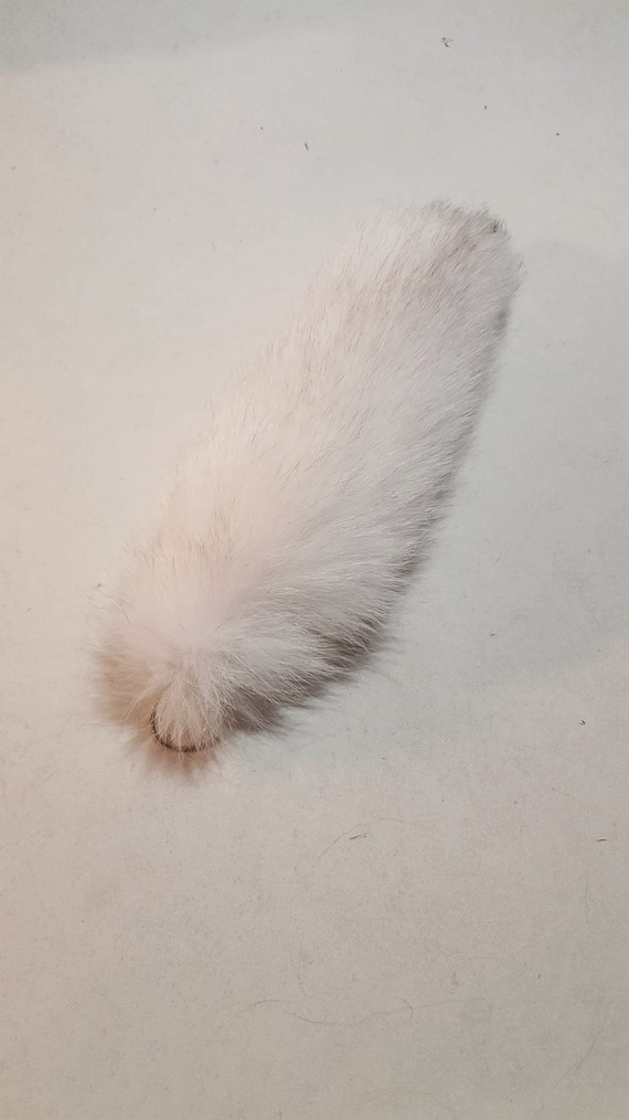 Large White Fox Tail Keychain With Gold Ring | Etsy
