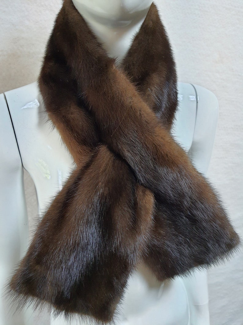 Real Mink Fur Scarf in Brown Color | Etsy