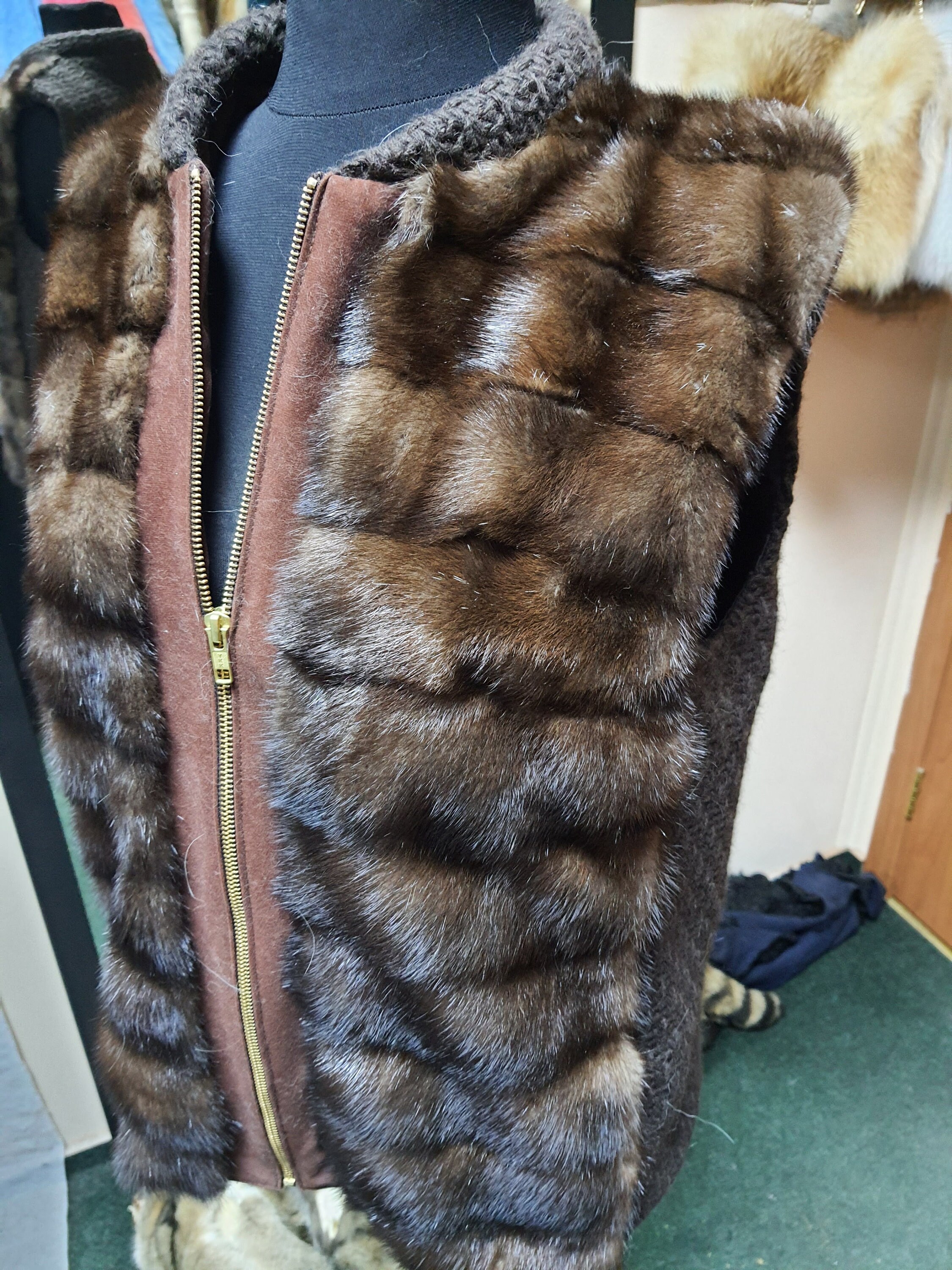 NEW Brown Real Mink Fur Vest With Wool Fabric on the Back - Etsy