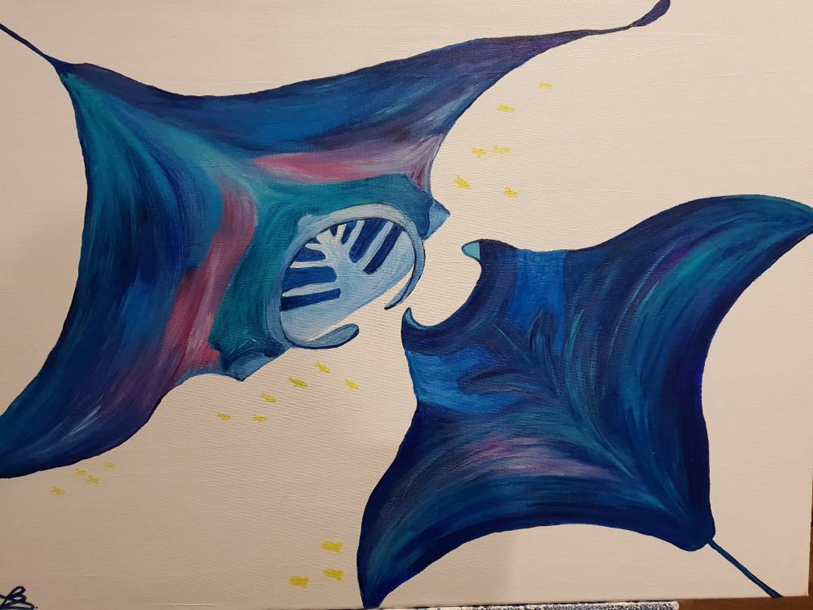 Manta Dance. Acrylic Painting of Manta Rays - Etsy