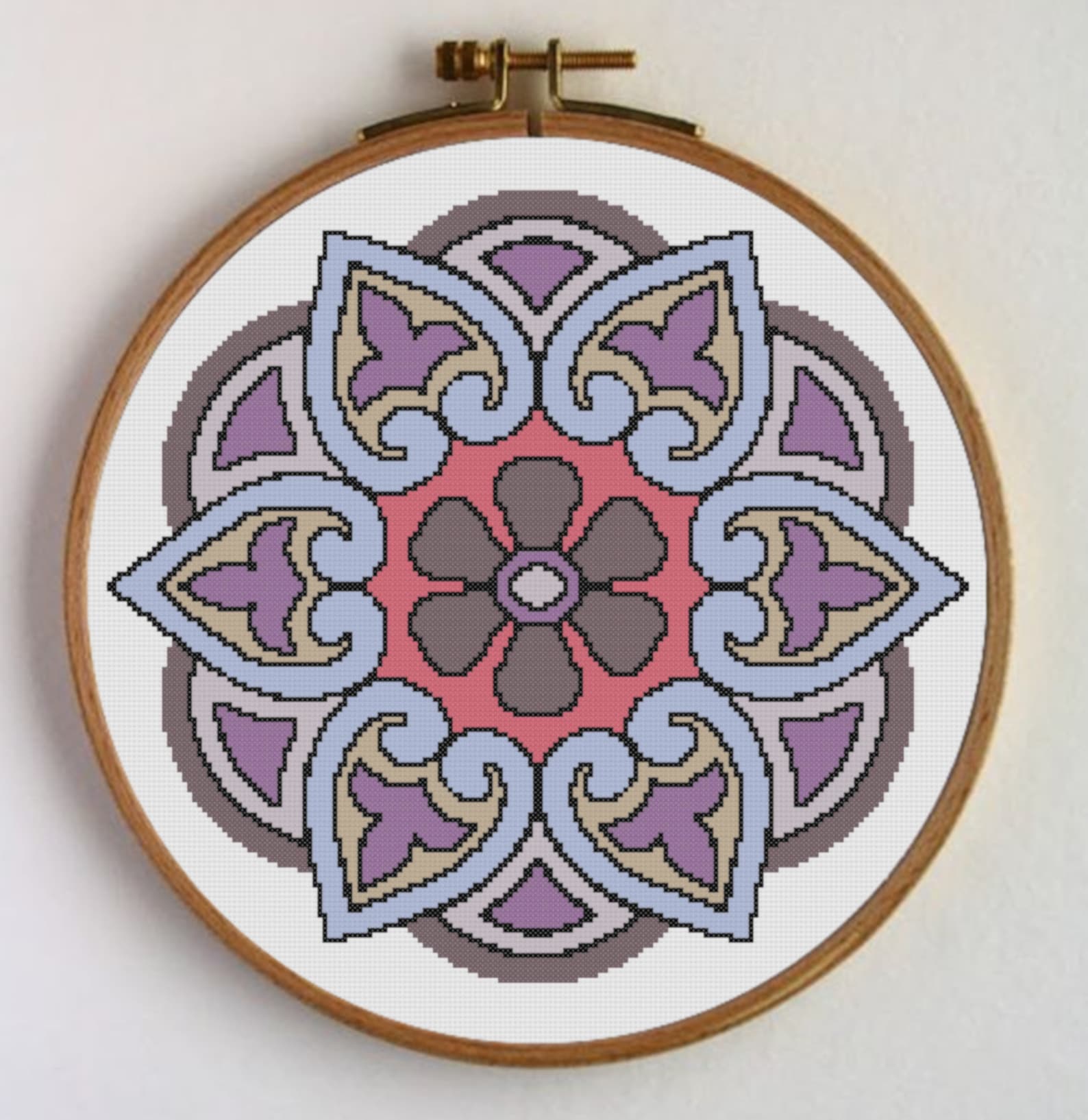 Grille point de croix Mandala point de croix Mandala fleuri. - Etsy France