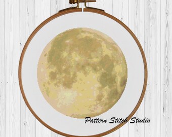 Full Moon Cross Stitch Digital PDF Pattern - Etsy
