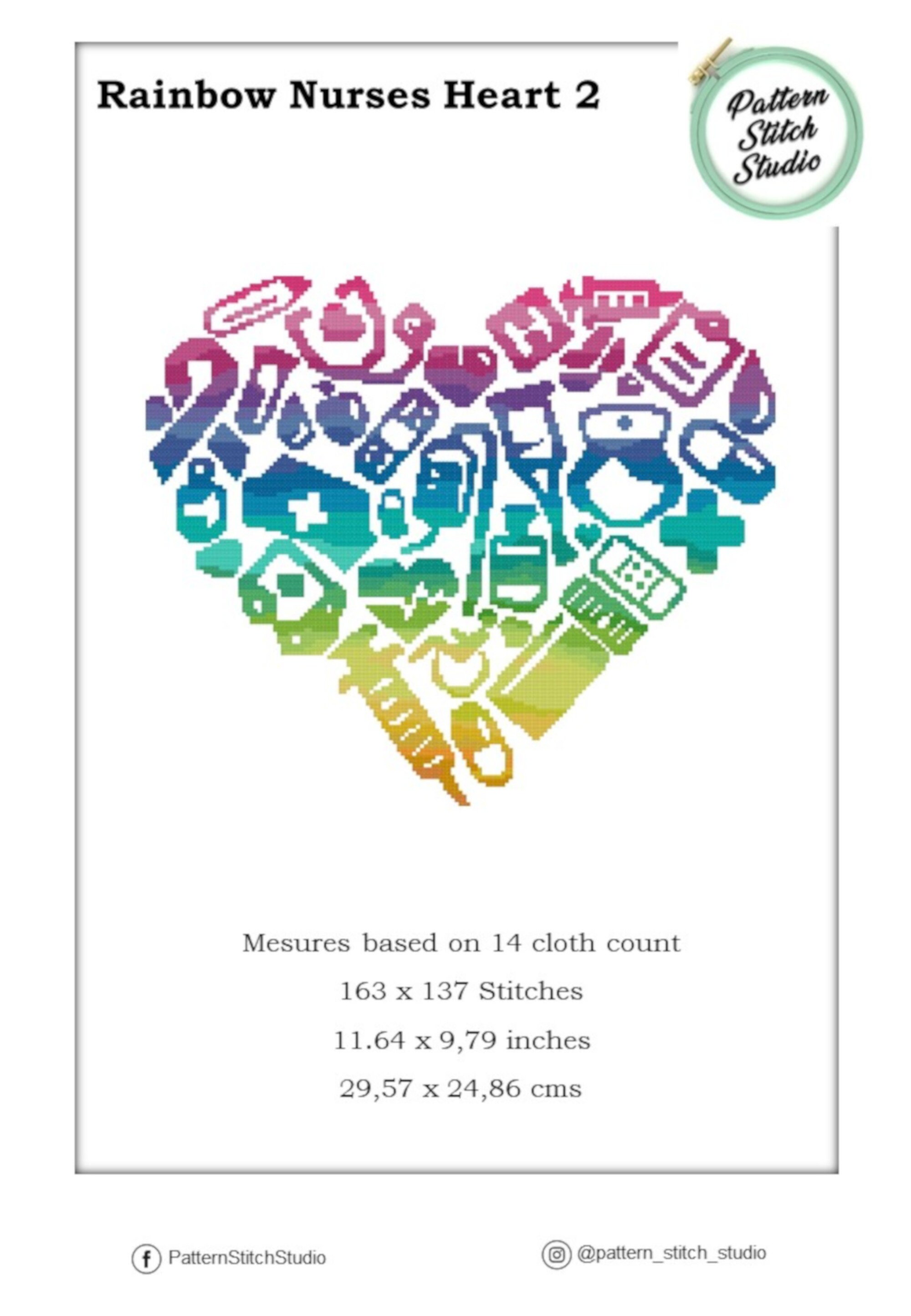 Modern Hospital Cross-stitch Pattern. Cross-stitch Pattern Heart Nurse ...